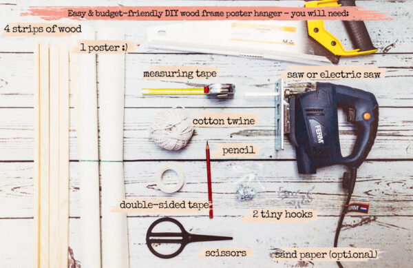 Easy & budget-friendly DIY wooden poster hanger tutorial - Seven Roses